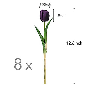 Softflame Artificial/Fake/Faux Flowers - Tulip Purple 8PCS for Wedding, Home, Party, Restaurant