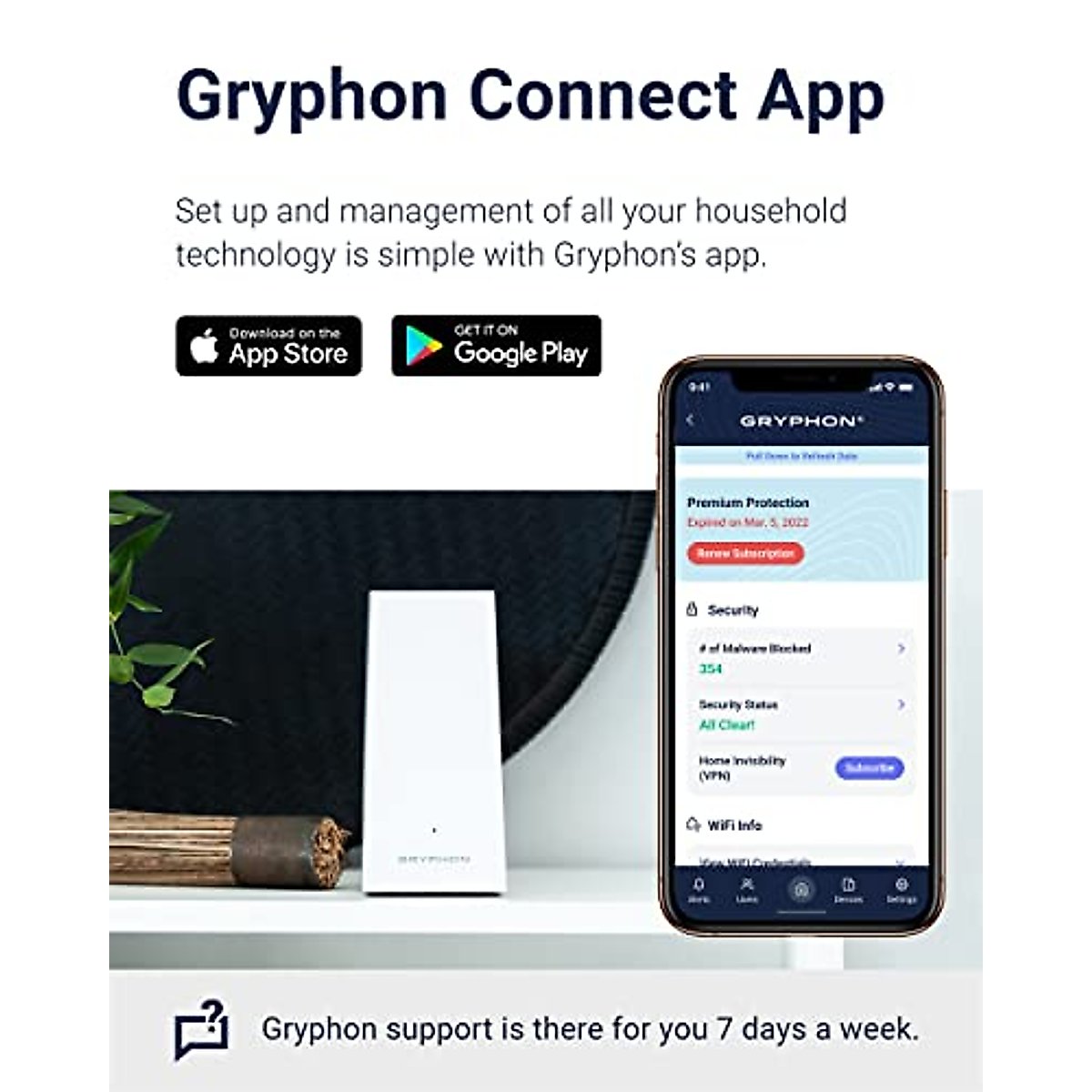 Gryphon AX – Ultra-Fast Mesh WiFi 6 Parental Control Router – Advanced Content Filters and Next-Gen Firewall - 4.3 Gbps Across 3,000 sq. ft. per Router for Multi-Device Households