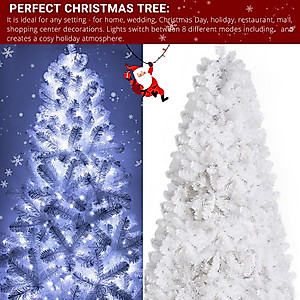6ft Premium White Prelit Artificial Christmas Tree,Artificial Xmas Decoration Tree,Artificial Spruce Hinged Christmas Tree,Pre-Lit Artificial Xmas Tree,with Lights,for Home Office Party Decorations