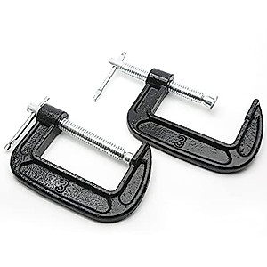 Jersvimc 2Pcs 3 Inch Malleable Iron C-Clamp Set, Small G Clamp Wood C Clamps Woodworking Sets Sliding Bar Clamp Jaw Clamps for Wood Building Industrial
