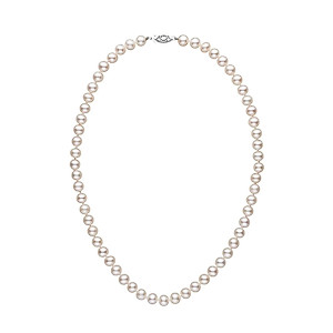 6.5-7.0 mm 16 Inch AAA White Freshwater Cultured Pearl Necklace 14K Yellow Gold