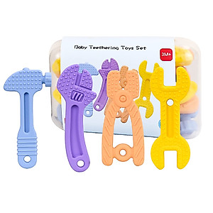 Zdolmy Teething Toys for Babies 0-6 Months 6-12 Months, Baby Teething Toys Set, BPA-Free Silicone, Soft Textures, Molar Teether, Easy to Hold, Easy to Clean and Freeze - 4 Packs