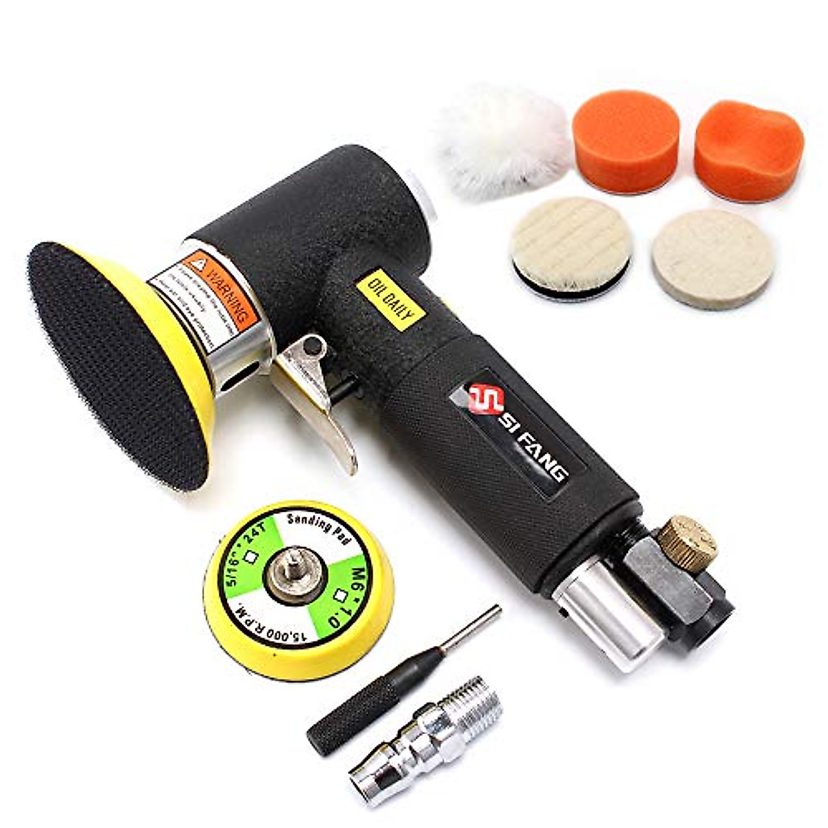 2inch 3inch Mini Air Sander Mini Orbital Air Sander Air Dual Action Sander Air Polisher Kit for Auto Body Work (Black 2''3''air sander)
