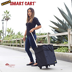 dbest products Bigger Smart Cart, Black Collapsible Rolling Utility Cart Basket Grocery Shopping Teacher Hobby Craft Art