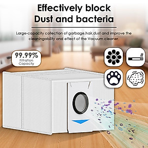 (10 Pieces) T20 OMNI Dust Bag Replacement Vacuum Bags for ECOVACS DEEBOT T20 OMNI, X1 OMNI, X1 PRO OMNI, T10 OMNI Robot Vacuum, Filter Bags Compatible With DEEBOT X1 OMNI Auto-Empty Station