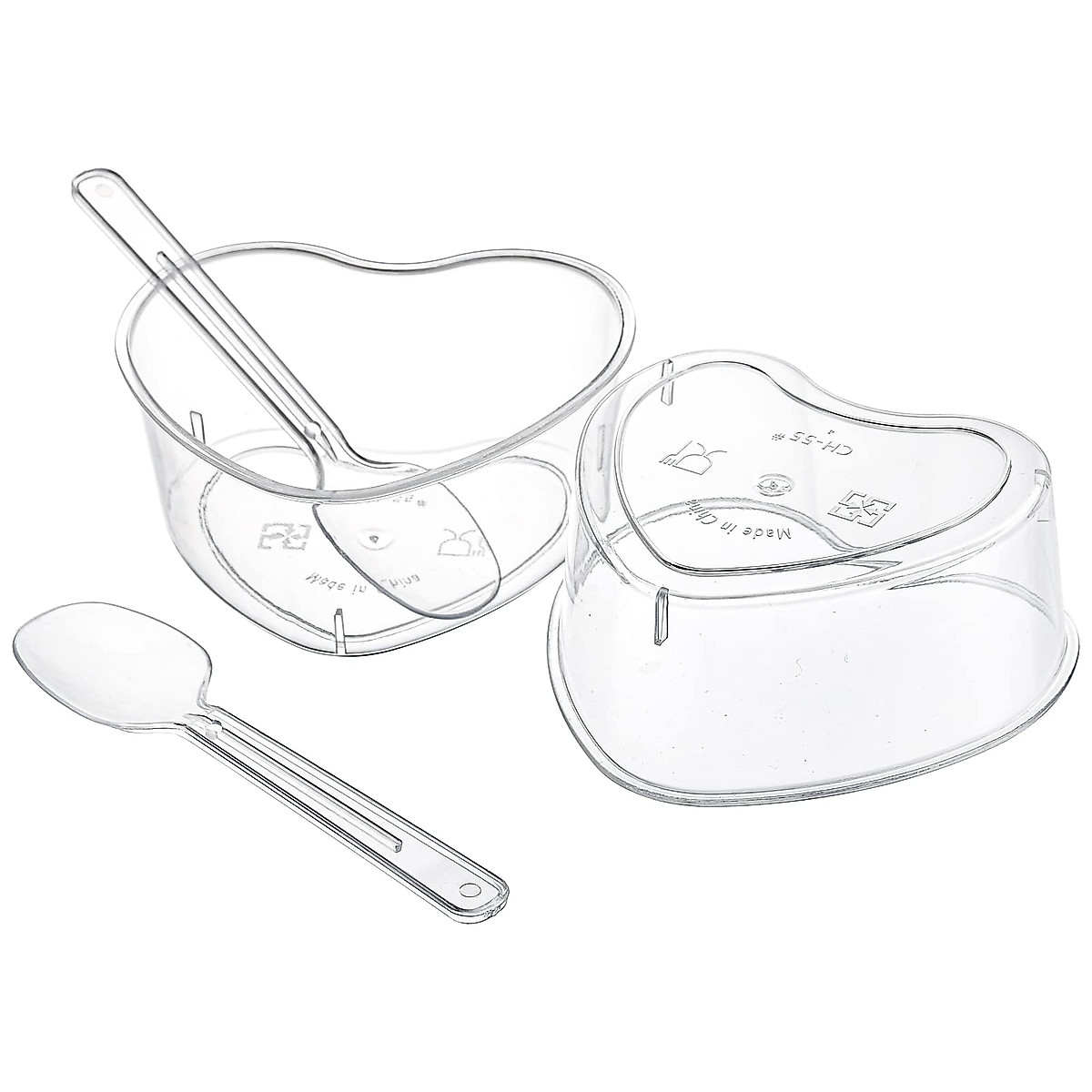 Foraineam 100 Pack 3.5 oz Clear Plastic Dessert Cups with Spoons, Valentine's Day Mini Appetizer Serving Plates Disposable Bowls for Desserts, Appetizers, Puddings, Mousse, Fruit Parfait and More