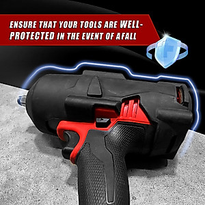 MXASLKMZ M18 Protective Boot 49-16-2767 High Torque Impact Wrench Boot, Compatible with Milwaukee M18 FUEL 1/2 High Torque Impact (2767-20) & ONEKEY Version (2863-20), Set of 2, Black