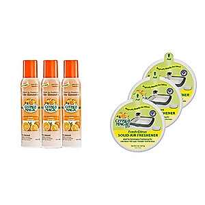 Citrus Magic Natural Odor Eliminating Air Freshener Fresh Orange, Pack of 3, 3-Ounces Each & Magic Pet Odor Absorbing Solid Air Freshener, Pack of 3, 8-Ounces Each
