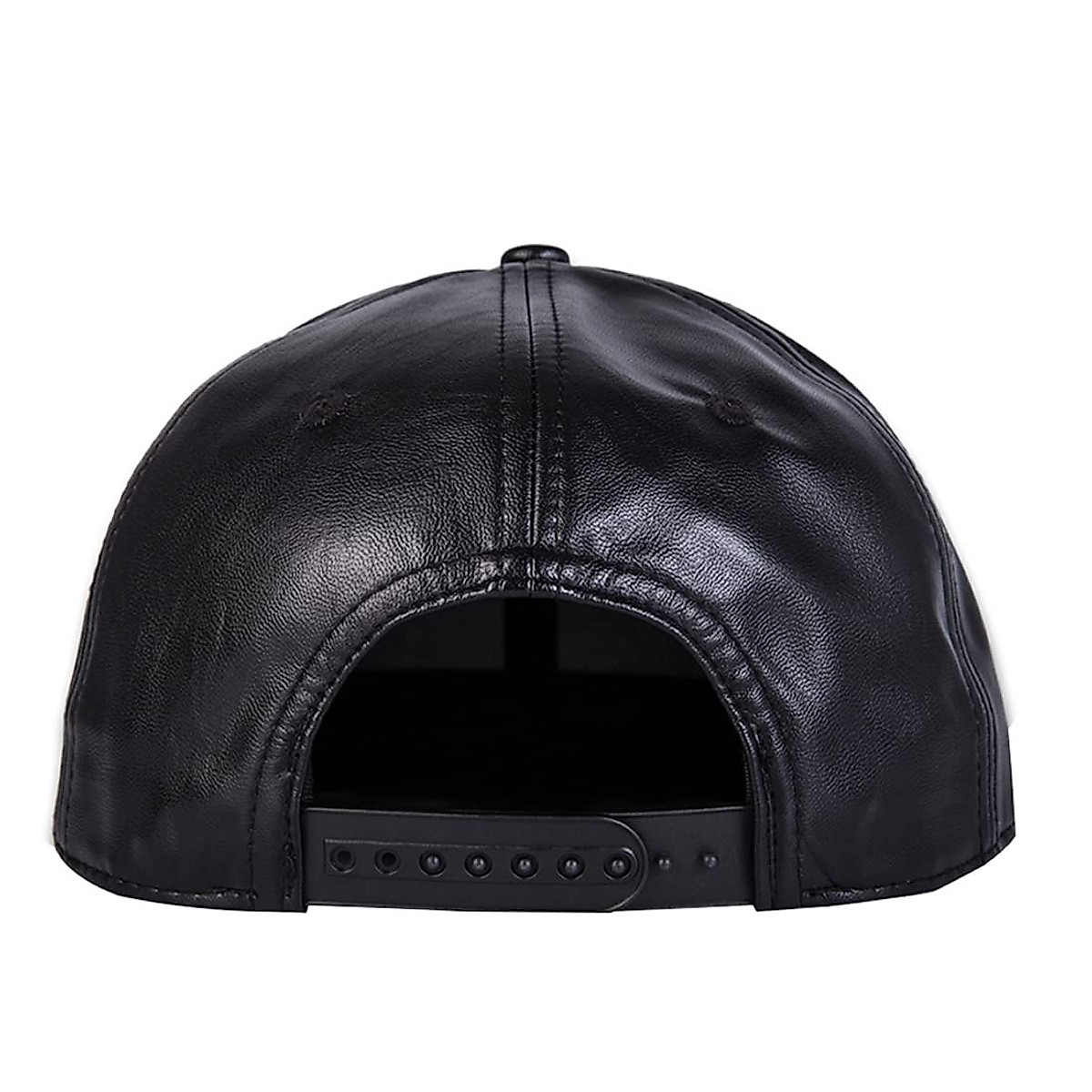 CNUSER Snapback Hats for Men Women,Fashion Baseball Cap,Hip Hop Flat Bill Brim Adjustable Dad Hats (Pu Leather Black)