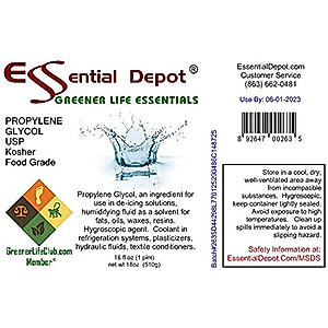 Propylene Glycol - Food Grade - USP - Kosher - 18 oz net wt in a 1 Pint Safety Sealed HDPE Container with Resealable Cap