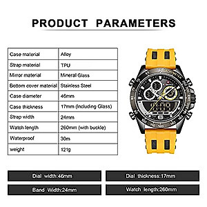 NAVIFORCE Mens Analog Digital Sport Watches Waterproof Multifunction Chronograph Silicone Strap Watch