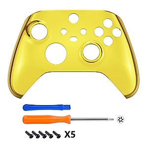 eXtremeRate Custom Shell for Xbox Core Wireless Controller - Revamp Your Gaming Gear - Chrome Gold Replacement Game Acessories Cover Faceplate for Xbox Series X & S Control [Controller NOT Included]