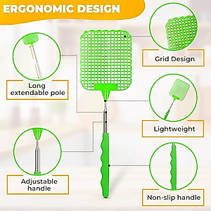3Pcs Fly Swatters Indoor Mosquito Killer - Heavy Plastic Flies Killer Fly Swatter Manual Bugs Killer Tools Fly Swatter for Indoors - Telescopic Fly Swatter Heavy Duty Plastic Fly Swatter Multi-Pack