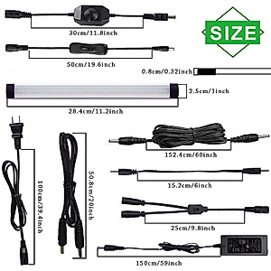 AIBOO LED Under Cabinet Lighting Kit, Plug in Strip Lights with Dimmer Switch for Kitchen Cabinet Counter, Closet, Bedroom Lighting（24w-8 Bars kit-2700K)