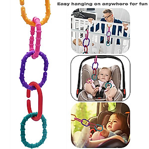 COLVWOFA Baby Toys Links-to-Go Car Seat and Hanging Stroller Ring Toy, Larger Connecting Ring Travel Accessory Set