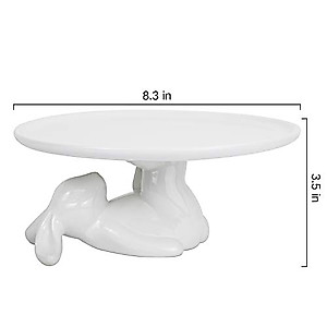 LA JOLIE MUSE Cupcake Stand, Easter Decorations, Ceramic Dessert Plates for Eggs and Cookies, Bunny Candy Dish Gifts, 8.3 Inch White