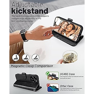 OCASE Compatible with iPhone 15 Pro Wallet Case, PU Leather Flip Folio Case with Card Holders RFID Blocking Kickstand [Shockproof TPU Inner Shell] Phone Cover 6.1 Inch 2023, Black