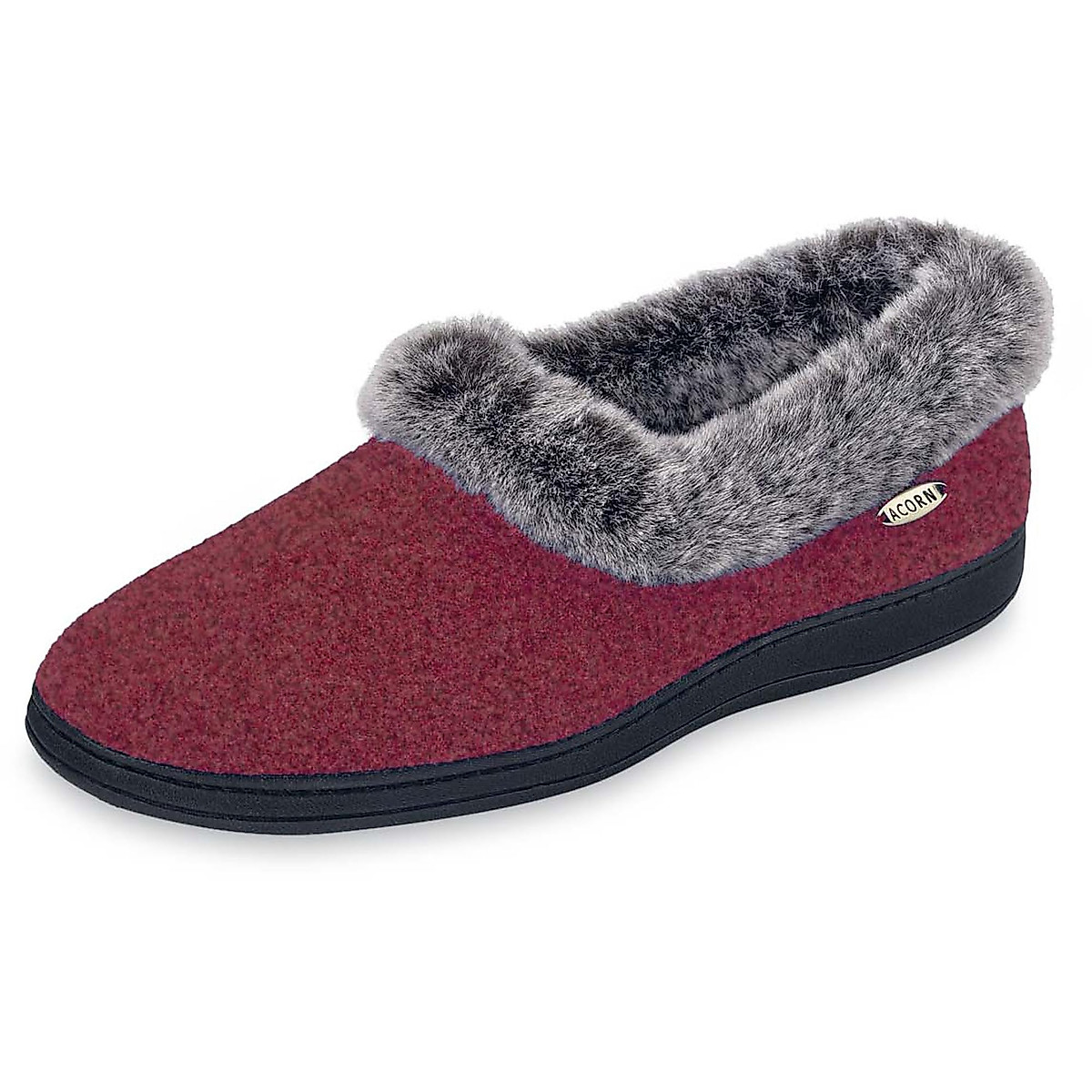 Acorn womens Chinchilla Collar slippers, Crackleberry, 9.5-10.5 US
