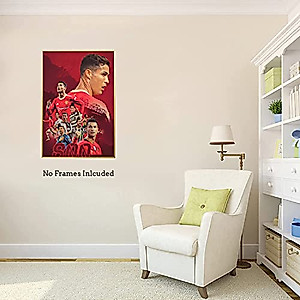 Soccer Superstar Cristiano Ronaldo Poster Wall Art, Motivational Football Star Canvas Wall Art, Cristiano Ronaldo Football Career 800 Ball Commemorative Poster for Office Home Decor, 16"x24"-Unframed