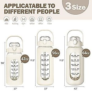 kytffu 64oz Glass Water Bottles with Straw, Half Gallon Motivational Glass Bottle with Silicone Sleeve and Time Marker, 2L Leakproof Large Glass Water Jug for Gym Home Office,White