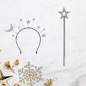 Tawecrew Glitter Star Moon Headband, Star Wand,Party Hair Hoop for Women Girls