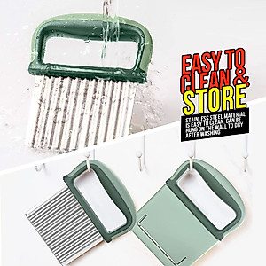 Crinkle Cutter, HNYYZL Wavy Crinkle Cutter Stainless Steel 2 PCS, Wavy Knife Crinkle Wavy Chopper Cutter, Cutting Tool for Veggies, French Fry Potatoes