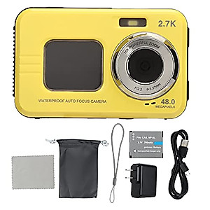 Digital Camera,2.7K HD Digital Camera 16X Zoom Smart 48MP Underwater Camera (Yellow)