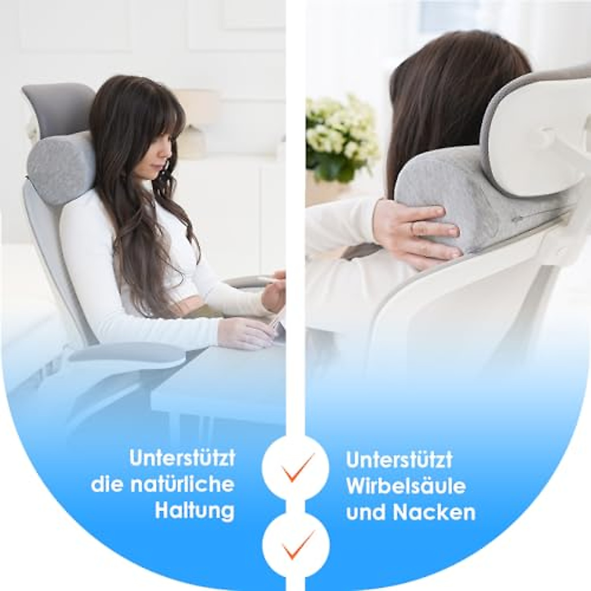 DYNMC you Neck Bolster Pillow Roll with Removable Washable Oeko-TEX Cover - Ultra Comfortable with Memory Foam Core, Round Pillow for Lower Back, Knees, & Neck Support Cylinder Pillows, Grey