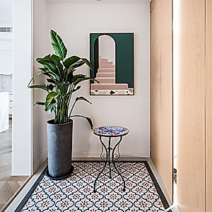 LIFFY Outdoor Mosaic Side Table - Butterfly Round End Table - Small Patio Side Table - Glass Garden Side Table for Yard,Lawn