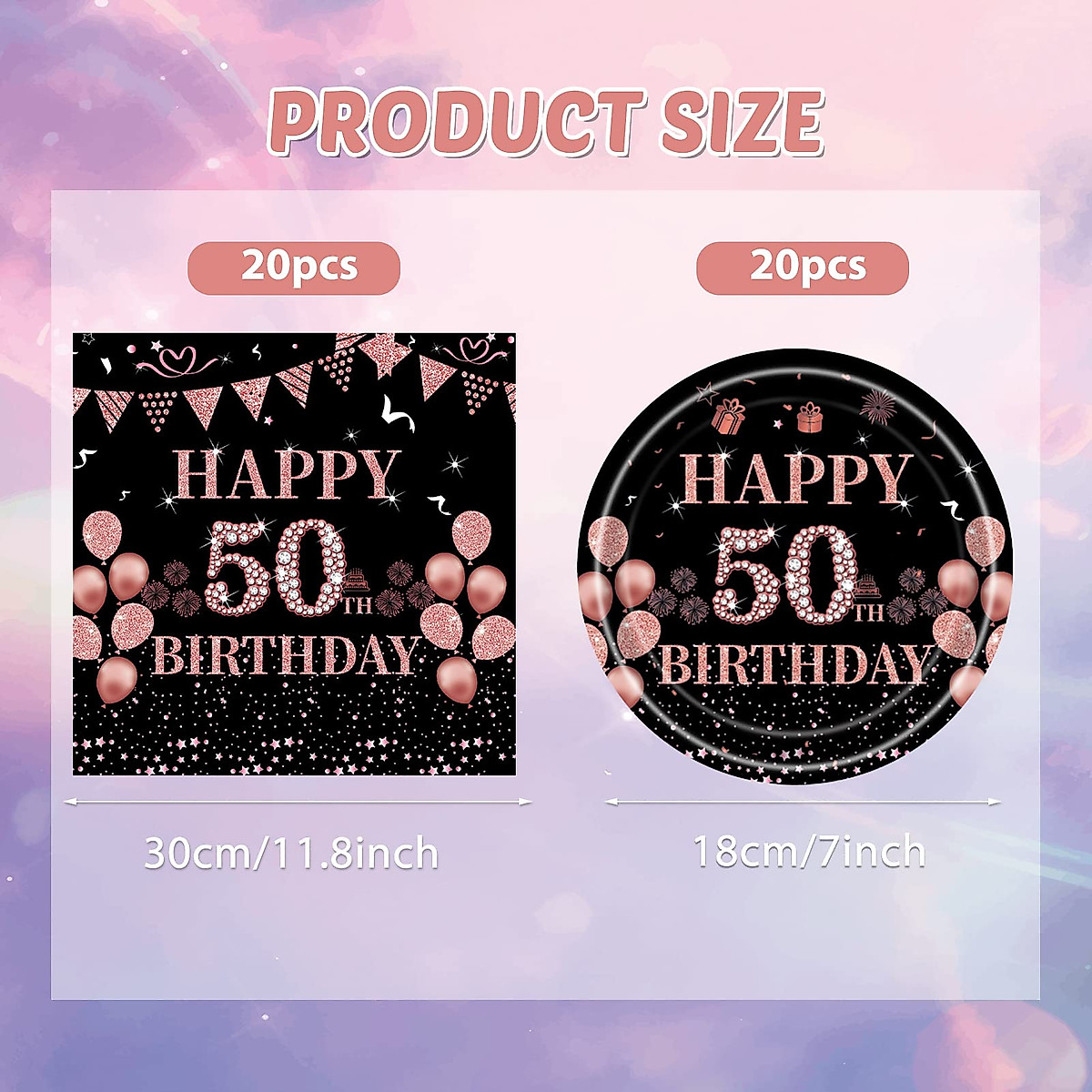 40 Pcs 50th Birthday Decorations for Women Rose Gold Pink Birthday Supplies1975 Happy 50th Birthday Party Supplies Plates and Napkins for gifts women