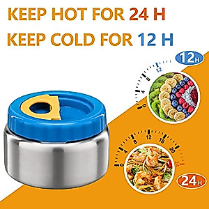 PIQUEBAR 8 Ounce Kids Thermo For Hot Food Vacuum Soup Thermo Insulted Food Jar, Lunch Container for School, Travel, Stainless Steel (8oz Blue)