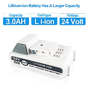 Moccdor 3.0Ah 24V Replacement Lithium-ion Battery for Snow Joe + Sun Joe 24V Series Cordless Power Tools, Compatible with Snow Joe 24VBAT-LTX 24VBAT-LTW 24VBAT-LTE 24VBAT 24V-X2-SB18 24VBAT-XR