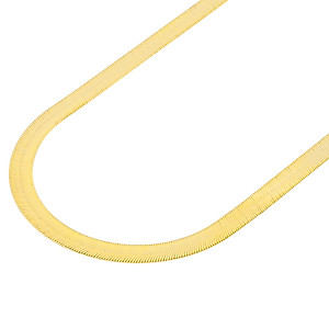Nuragold 10k Yellow Gold 6mm Solid Herringbone Silky Flat High Polish Chain Necklace, Womens Mens Jewelry 16" 18" 20" 22" 24"