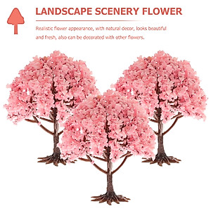 Angoily 10pcs Miniature Flower Tree Model Train Scenery Architecture Cherry Blossom Trees Mini Fake Trees for DIY Sand Table Crafts Building Model Scenery Landscape Ornaments