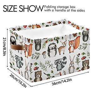 senya Storage Bin Basket 1 pcs Large Foldable Clothes Bag Collapsible Fabric Laundry Hamper Folding Washing Bin (Rectangle-Cute Woodland Animals)