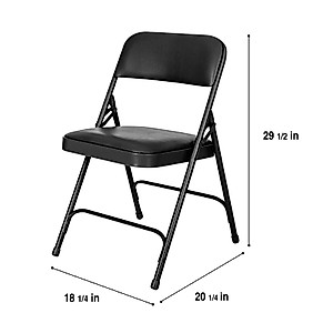 OEF Furnishings (4 Pack) Premium Vinyl Padded Folding Chair, Black