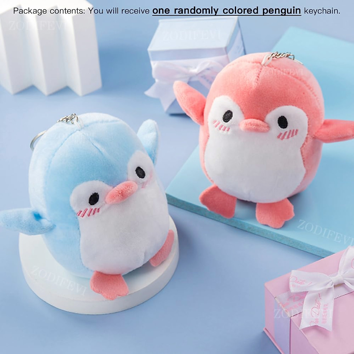 ZODIFEVI 1 Pcs Lovely Penguin Animal Stuffed Doll Plush Toy Keychain Key Holder Bag Pendant Party Favor Gifts Toys For Boys Girls Kids Random Color