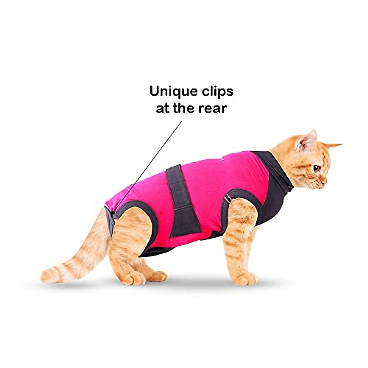 MAXX CAT E Collar Alternative Medical Pet Clothing Recovery suit for Cats After Surgery Wear Wound Bandage Protection Anti Anxiety Body Wrap (S, Pink)