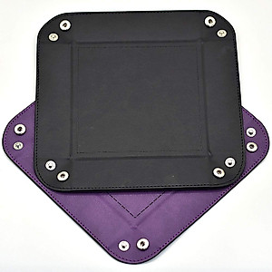 DND Dice Tray - Dice Rolling Tray Leather Collapsible Tray for Tabletop RPG D&D (DND) Pathfinder Role Playing Game (Black)