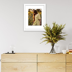 Golden State Art, Set of 2 White Photo Wood Frame 11x14 with Real Glass Mat for 8x10 Picture