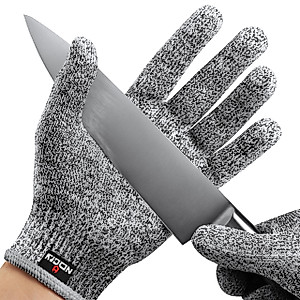 NoCry Premium Cut Resistant Gloves — 100% Food Grade; Level 5 Protection; Ambidextrous; Machine Washable; Superior Comfort and Dexterity; Lightweight; Complimentary eBook