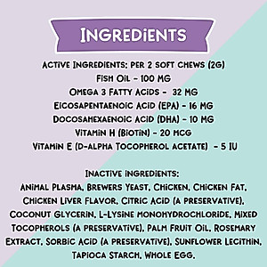 LOVE, NALA - Skin and Coat Supplement for Cats - 90 Tasty Soft Chews - Omega 3 Fish Oil, Biotin, Vitamin E Supports Skin & Fur Health - 3.2 oz