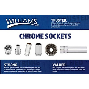 Williams JHWBD-812 SuperTorque 3/8-Inch Drive Shallow 8-Point 3/8-Inch Socket with Lobular Openings and Chrome Finish
