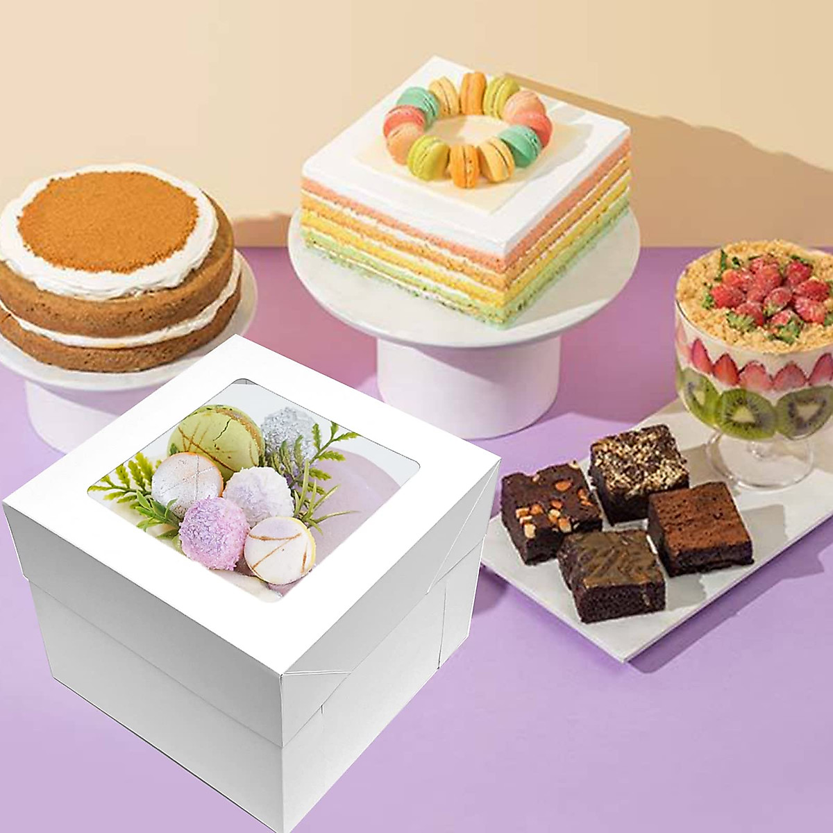 GylSun 3 sets Cake Boxes 10x10x8 inches with Boards Bakery Boxes for Cakes