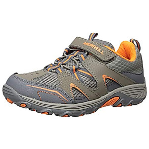 Merrell unisex child Trail Chaser Hiking Sneaker, Gunsmoke/Orange, 4 Big Kid US