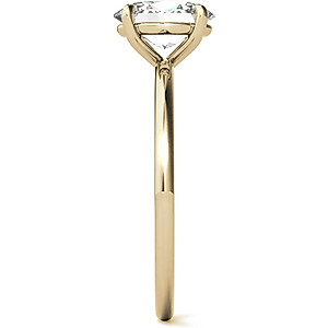 CUSTOMIZE JEWELS 3.00 Carat -10x8 mm Brilliant Oval Cut Moissanite Solitaire Engagement Ring with Plain Band 14k Yellow Gold,D-VVS1 (5.5)