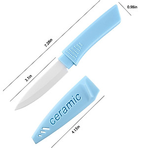 WWZJ Ceramic Pairing Knives set, Food Knife, Lightweight Ceramic Knives with ABS Sheaths (6 pack fruit knives)