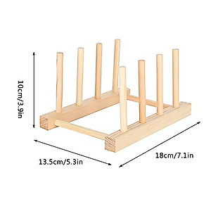 Garosa 3pcs Wooden Dish Rack Plate Rack Stand Pot Lid Holder, Kitchen Cabinet Organizer for Bowl, Cup, Cutting Board, Pot Lid