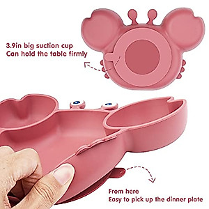 Qshare Toddler Plate, Portable Baby Plates for Toddlers and Kids, BPA-Free Strong Suction Plates for Toddlers, Dishwasher & Microwave Safe Silicone Placemat 9x6x1.4 inch
