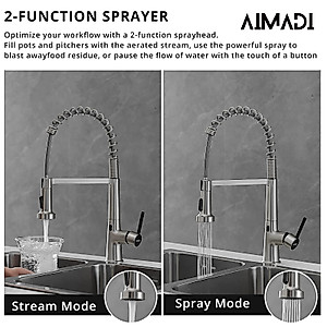 Touchless Kitchen Faucet with Pull Down Sprayer,AIMADI High Arc Spring Stainless Steel Single Handle Sensor Smart Kitchen Sink Faucet for Bar Farmhouse,Brushed Nickel